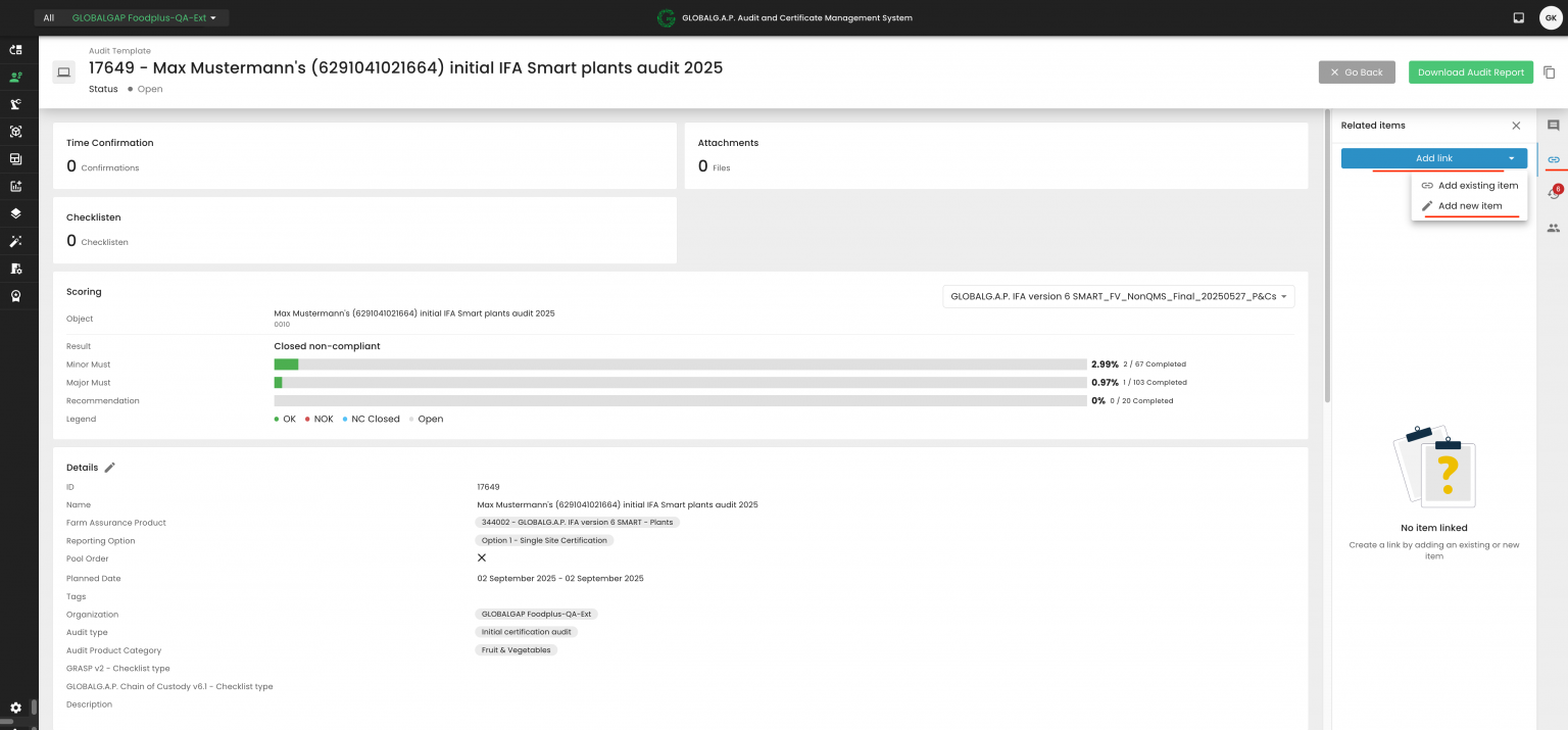 How can we link the Add-ons to IFA audit? - GLOBALG.A.P. Wiki Site